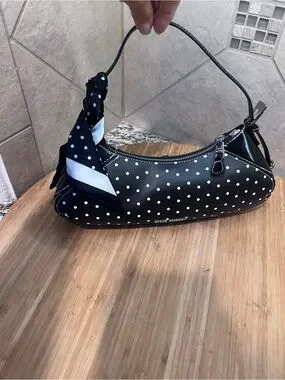 Steve Madden | Bags | Steve Madden Black And White Polka Dot Shoulder ...